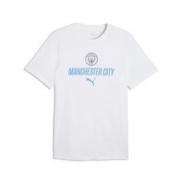 T-Shirt Puma "Manchester City ftblCulture T-Shirt Herren", Herren, Gr. L, wei&szlig; team light blau, Obermaterial: 100% Baumwolle. Rippe: 75% Baumwolle, 25% Polyester, regular fit, Rundhals, Shirts T-Shirt
