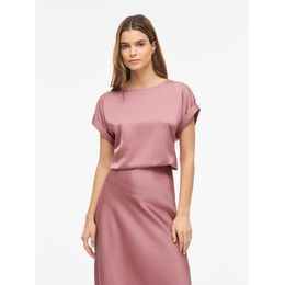 Kurzarmshirt Vila "VIELLETTE S/S SATIN TOP - NOOS", Damen, Gr. 36, rosa (nostalgia rose), Satin, Obermaterial: 100% Polyester, unifarben, regular fit normal, Rundhals, mit Umschlag, Shirts, Kunstfaser, regular fit