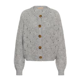Strickjacke Culture "Strickjacke CUkimmy", Damen, Gr. L-XL, grau (light grau melange), Obermaterial: 78% Polyester PES. 19% Polyacryl PAN. 3% Elasthan EL., Strickjacken Strickjacke