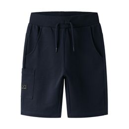 Sweatshorts name it "NKMVIVASSE LONG SWE SHORTS UNB", M&auml;dchen, Gr. 128, N-Gr, navy blazer, Sweatware, Obermaterial: 100% Baumwolle, unifarben, regular fit kurz, Hosen Sweatshorts, Baumwolle, regular fit