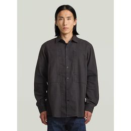 G-Star Raw G-STAR Herren Langarmshirt "Panelled Pocket Regular Shirt", grau, Gr. L, Obermaterial: 58% Baumwolle, 22% Polyester, 20% Baumwolle, Shirts