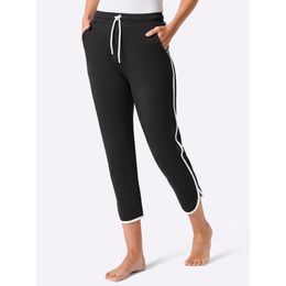 Damen Jerseyhose, Gr. 40, schwarz-wei&szlig;, 60% Baumwolle, 35% Polyester, 5% Elasthan, unifarben, Hosen