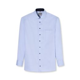 Businesshemd OLYMP "OLYMP Luxor, comfort fit, New Kent", Herren, Gr. 42, Normaler Arm, blau (bleu), 100% Baumwolle, Hemden