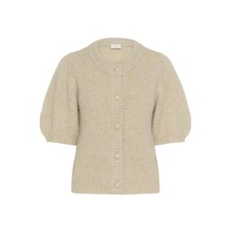 Strickjacke Kaffe "Strickjacke KAemelie", Damen, Gr. L, beige (feather gray melange), Obermaterial: 64% Polyester PES. 18% Polyacryl PAN. 10% Wolle mw. 5% Alpaka WP. 3% Elasthan EL., Strickjacken Strickjacke