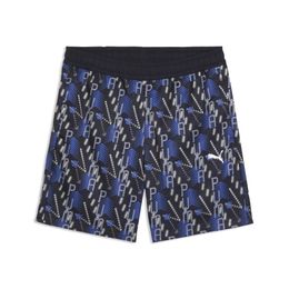 Shorts Puma "Essentials Training Bedruckte Shorts aus Webstoff Jungen", M&auml;dchen, Gr. 140, Normalgr&ouml;&szlig;en, new navy blau, Obermaterial: 100% Polyester. Unterer Bund: 100% Polyester. Seitentasche &ndash; Oben: 100% Polyester, regular fit, Hosen Shorts