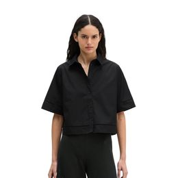 Marc O'Polo Kurzarmbluse MARC O'POLO "aus Premium-Popeline", Damen, Gr. 44, schwarz, Obermaterial: 100% Baumwolle, unifarben, regular fit bauchfrei, Spitze, Blusen