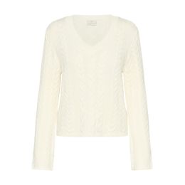 Strickpullover Kaffe "Strickpullover KAliliana", Damen, Gr. L, wei&szlig; (chalk), Obermaterial: 50% Baumwolle CO. 50% Polyacryl PAN., Pullover Strickpullover