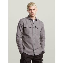 G-Star Raw Langarmshirt G-STAR "Marine Slim Hemd", Herren, Gr. XS, grau alloy gd, Obermaterial: 50% Baumwolle, 50% Baumwolle, Shirts Langarmshirt