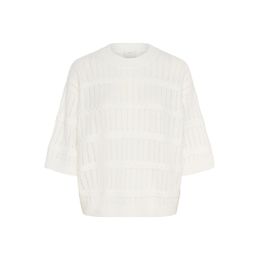 Strickpullover Kaffe "Strickpullover KAmonia", Damen, Gr. L, wei&szlig; (chalk), Obermaterial: 78% Polyester PES. 13% Polyacryl PAN. 6% Wolle mw. 3% Elasthan EL., Pullover Strickpullover