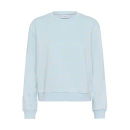Sweatshirt Saint Tropez "Sweatshirt PammaSZ", Damen, Gr. L, blau (skyway wei&szlig; sketched hearts), Obermaterial: 65% Baumwolle CO. 35% Polyester PES., Sweatshirts Sweatshirt