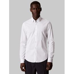 Businesshemd Calvin Klein "XSLIM ESNTL POPLIN NOS STR SLD", Herren, Gr. 39, N-Gr, wei&szlig;, Web, Obermaterial: 97% Baumwolle, 3% Elasthan, unifarben, slim fit normal, Rundhals, eingesetzt Manschette, Hemden, Mit Rundhalsausschnitt