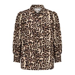 Langarmhemd Kaffe "Langarm - Hemd KApedra", Damen, Gr. 36, N-Gr, beige (naturel leopard print), Obermaterial: 50% Viskose CV. 50% Viskose LENZING ECOVERO CV LenzEcov., Hemden