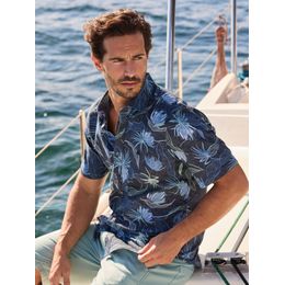 Kurzarmhemd Lerros "Casual Kurzarmhemd mit floralem Print aus leichtem Material", Herren, Gr. L, Normalgr&ouml;&szlig;en, classic navy, 60% Polyester, 40% Baumwolle, Hemden