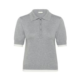 Blusentop Kaffe "Poloshirt KAlizza", Damen, Gr. S, grau (grau melange), Obermaterial: 80% Viskose CV. 20% Nylon NY., Blusen Blusentop