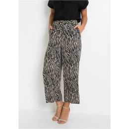 Culotte bonprix, Damen, Gr. 44, N-Gr, schwarz (schwarz, sand zebra bedruckt), Obermaterial: 100% Viskose, loose fit, Hosen Culotte, aus Viskose, mit elastischem Gummibund, lockere Passform