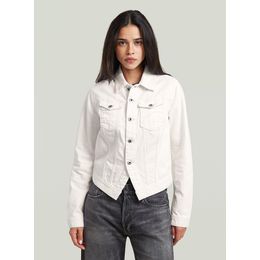 G-Star Raw Jeansjacke G-STAR "Pitched Hem Slim Jacke", Damen, Gr. L, ecru, Obermaterial: 100% Baumwolle, Jacken Jeansjacke