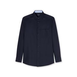 Businesshemd OLYMP "OLYMP Luxor, modern fit, New Kent", Herren, Gr. 42, Normaler Arm, marine, 100% Baumwolle, Hemden