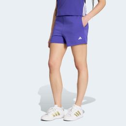 Shorts adidas Sportswear "ESSENTIALS SMALL LOGO FEELCOZY", Damen, Gr. M, N-Gr, lila (pure lila, wei&szlig;, normal, gr.), Obermaterial: 70% Baumwolle, 30% Polyester, Hosen Shorts
