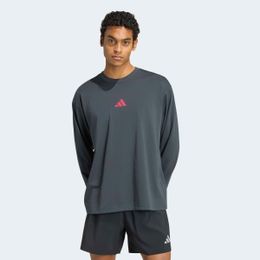 Laufshirt adidas Performance "U RSOM G LS", Gr. 4XL, carbon, pure turbo, Obermaterial: 65% Polyester, 35% Baumwolle, Shirts Laufshirt