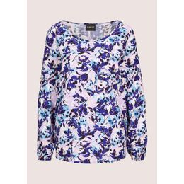 Madeleine Mode Langarmbluse MADELEINE "Bluse Florale Langarmbluse mit Rundhals", Damen, Gr. 34, lila (flieder, lila, gemustert), Obermaterial: 100% Viskose CV., Modern, figurumspielend, Blusen