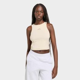 Tanktop adidas Sportswear "ADIDAS KIT GERIPPT KLEINES LOGO", Damen, Gr. L, beige (crystal linen), Obermaterial: 46% Baumwolle, 45% Viskose, 9% Elasthan, normal, Rundhals, Tops Tanktop