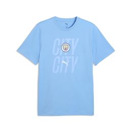T-Shirt Puma "Manchester City ftblCulture T-Shirt Herren", Herren, Gr. XL, team light blau guppy, Obermaterial: 100% Baumwolle. Rippe: 25% Polyester, 75% Baumwolle, regular fit, Rundhals, Shirts T-Shirt