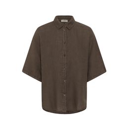 Hemdbluse Soaked in Luxury "Hemd SLAuran", Damen, Gr. S/M, beige (morel), Obermaterial: 100% Leinen LI., Blusen Hemdbluse