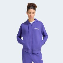 Kapuzensweatshirt adidas Sportswear "W LIN FT FZ HD", Damen, Gr. S, pure lila, wei&szlig;, Obermaterial: 55% Baumwolle, 36% Polyester, 9% Viskose, normal, Rundhals, angesetztes B&uuml;ndchen, Sweatshirts