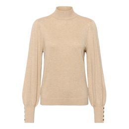 Strickpullover Kaffe "Strickpullover KAlizza", Damen, Gr. L, beige (feather gray melange), Obermaterial: 80% Viskose CV. 20% Nylon NY., Pullover Strickpullover
