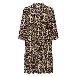 Midikleid Kaffe "Kleid KAellen", Damen, Gr. 34, N-Gr, beige (naturel leopard print), Obermaterial: 100% Viskose LENZING ECOVERO CV LenzEcov., Kleider Midikleid