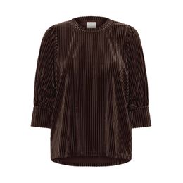 Langarmbluse Kaffe "Langarm-Bluse KAcaca", Damen, Gr. L, braun (schwarz coffee), Obermaterial: 90% Polyester PES. 10% Elasthan EL., Blusen