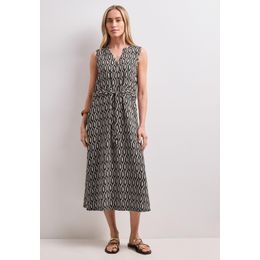 Midikleid Street One, Damen, Gr. 42, EURO-Gr&ouml;&szlig;en, clay sand, Stoff, 100% Viskose, gemustert, normal wadenlang, V-Ausschnitt, abgesteppt, Kleider Midikleid, mit Zipper-Detail