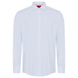 Businesshemd Hugo "Kenno", Herren, Gr. 39, N-Gr, open wei&szlig;199, Web, Obermaterial: 90% Polyamid, 10% Elasthan, gepunktet, slim fit normal, Rundhals, 2-Knopf-Manschette mit Schlitz, Hemden, Kentkragen, Slim Fit, Baumwoll-Mix