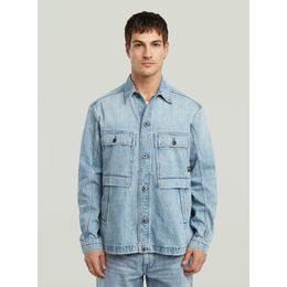 G-Star Raw Langarmshirt G-STAR "Mosa Overshirt", Herren, Gr. L, sun faded pacific blau, Obermaterial: 50% Baumwolle, 30% Baumwolle, 20% Baumwolle, Shirts Langarmshirt