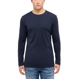 Langarmshirt Mustang "Arlington-RH", Herren, Gr. L, schwarz saphire, Jersey, Obermaterial: 100% Baumwolle, unifarben, slim fit normal, Rundhals, Shirts Langarmshirt, Slim fit