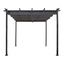 PERGOLA - MARKISE pergola en aluminium avec toit r&eacute;tractable - 3 x 3 m - gris Grau