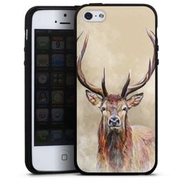 DeinDesign iPhone SE (2016-2019) Handy Silikon H&uuml;lle Case schwarz Handyh&uuml;lle Animal Look Deer Reindeer