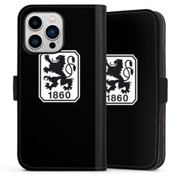 DeinDesign iPhone 13 Pro Handy Klapph&uuml;lle Handyh&uuml;lle aus Kunst Leder schwarz Flip Case Sechzger Official Licensed Product Tsv 1860 M&uuml;nchen Sideflip mit Lasche