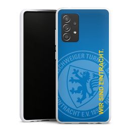 DeinDesign Galaxy A52s 5G Handy Silikon H&uuml;lle Case wei&szlig; Handyh&uuml;lle Official Licensed Product Eintracht Braunschweig Statement Silikon Case
