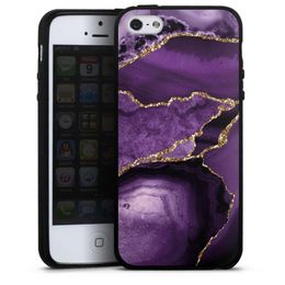 DeinDesign iPhone SE (2016-2019) Handy Silikon H&uuml;lle Case schwarz Handyh&uuml;lle Pink Marble Glitzer