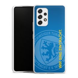 DeinDesign Galaxy A53 5G Handy Silikon H&uuml;lle Case wei&szlig; Handyh&uuml;lle Official Licensed Product Statement Eintracht Braunschweig Silikon Case