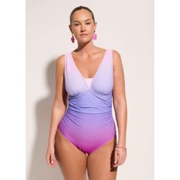 bonprix Medium Shape-Badeanzug mit Raffung, lila, Gr.44, Shape-Badeanzug aus figurformendem Material