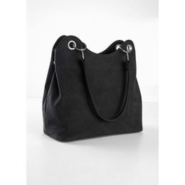 bonprix Handtasche, schwarz, Gr.24x31 cm, Modische Handtasche in Lederoptik