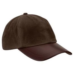 ROMNEYS Wachscap mit Lederschirm braun
