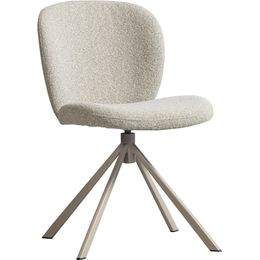 Esszimmerstuhl Woood "Femke mit Chenille-Bezug und Drehmechanismus 58 x 65 x 80 cm (2er-Set)", beige (natur), B:58cm H:80cm T:65cm, St&uuml;hle, Esszimmerstuhl, Polsterstuhl mit Drehfu&szlig;, aus weichem Boucl&eacute;-Stoff, H&ouml;he 80 cm