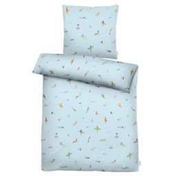 Bettw&auml;sche Apelt "Beach", blau, B/L: 135cm x 200cm, 1 Stk., 1 Stk., Satin (Bio-Baumwolle), B/L: 80cm x 80cm, Satin (Bio-Baumwolle), Obermaterial: 100% Baumwolle, Bettw&auml;sche, Bettw&auml;sche, Strandmotiv
