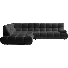 Ecksofa Home Affaire "Graceland, mit klappbarer Armlehne, Breite 324 cm", schwarz, B:324cm H:85cm T:211cm, 100% Polyester, Sofas, Ecksofa, mit eleganter Steppung, Rundumbezug & weicher Polsterung