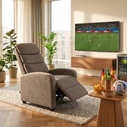Relaxsessel Home Affaire "BERVILLE, TV-Sessel, Ruhesessel mit Schlaffunktion, Webstoff", grau (taupe), B:69cm H:104cm T:87cm, Sessel, Relaxsessel, Liegesessel mit manueller Relaxfunktion