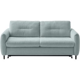 3-Sitzer Home Affaire "Clevina, Dauerschlafsofa mit Kaltschaummatratze, Breite 216 cm", sage, B:216cm H:84cm T:102cm, 100% Polyester, Sofas, Sofa & Bett in einem &ndash; kinderleicht ausklappbar & freistellbar im Raum