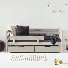 Einzelbett Hoppekids "ECO Comfort Kinderbett, Kiefer Massivholz, Jugendbett inkl. Rollrost", grau (tauben grau), B:76cm H:65cm L:166cm, Kiefer massiv, Betten, 70x160 cm, wahlweise in verschieden Farben/ Matratze/ Absturzsicherung